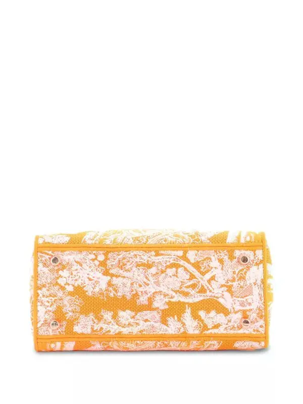 Dior Toile De Jouy Lady D-lite Embroidered Canvas Tote Bag - Orange