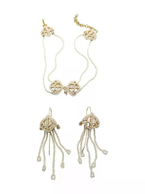 Dior 2000s Faux-pearl Necklace And Earrings Set - Gold
