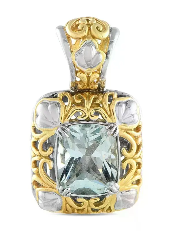John Hardy 18k Yellow And White Aquamarine Pendant - Gold