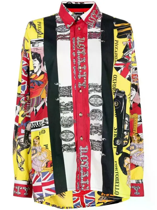 Versace 1990-2000s Graphic-print Cotton Shirt - Multicolour