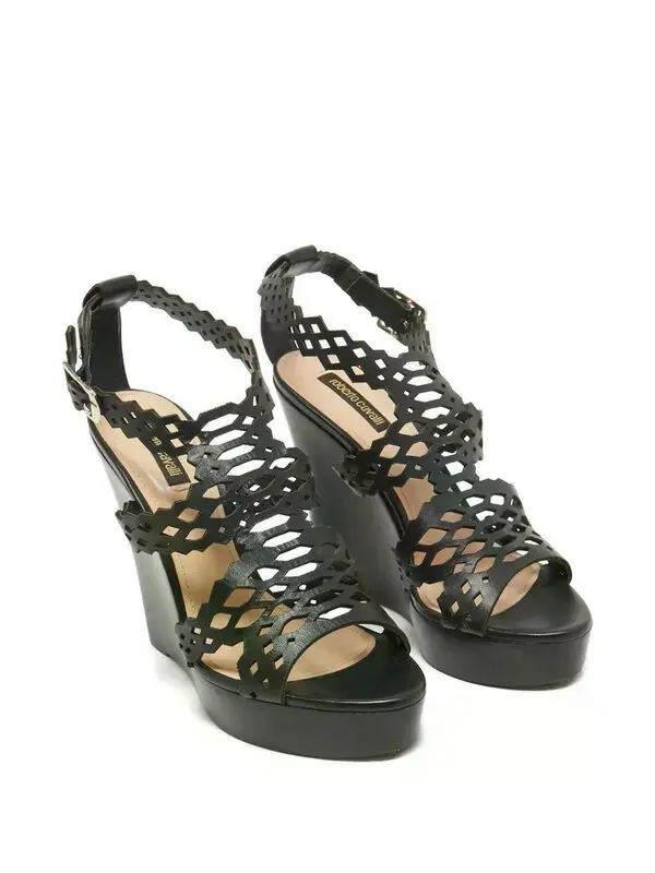Roberto Cavalli 130mm Cut-out Platform Wedge Sandals
