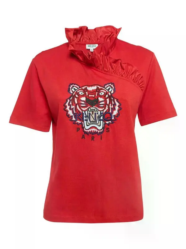 Kenzo Tiger Embroidered Ruffled Top