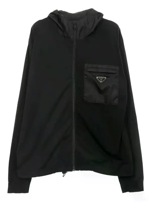 Prada Zip-up Hooded Jacket With Triangle Logo