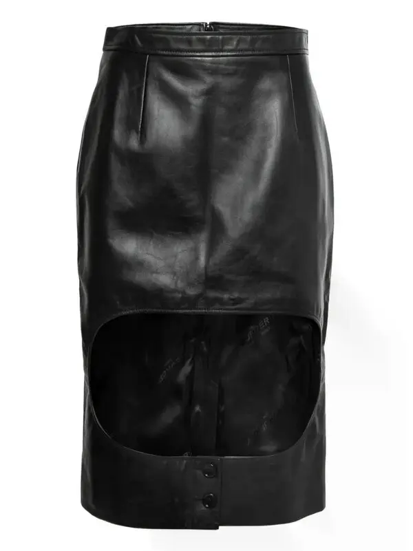 Burberry Cut-out Leather Pencil Skirt - Black