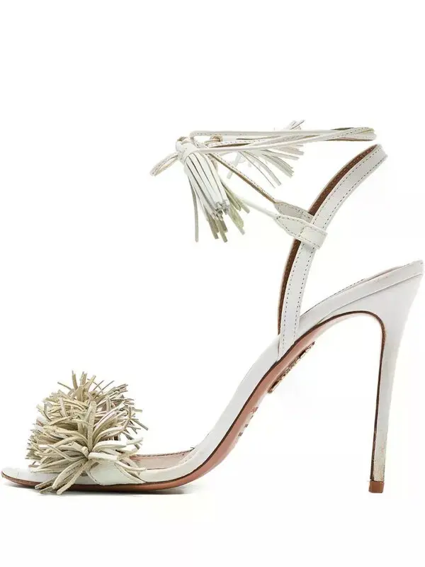 AQUAZZURA 110mm Wild Thing Tassel Fringe Sandals - White