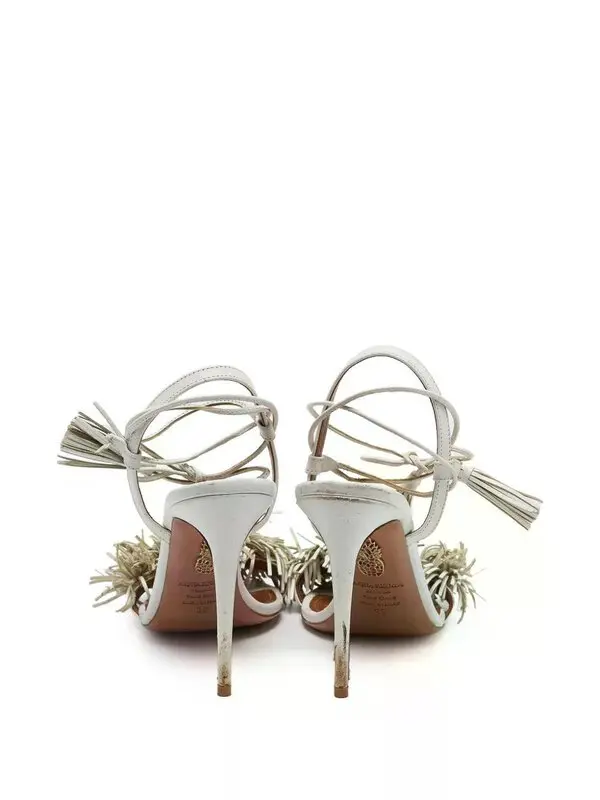 AQUAZZURA 110mm Wild Thing Tassel Fringe Sandals - White