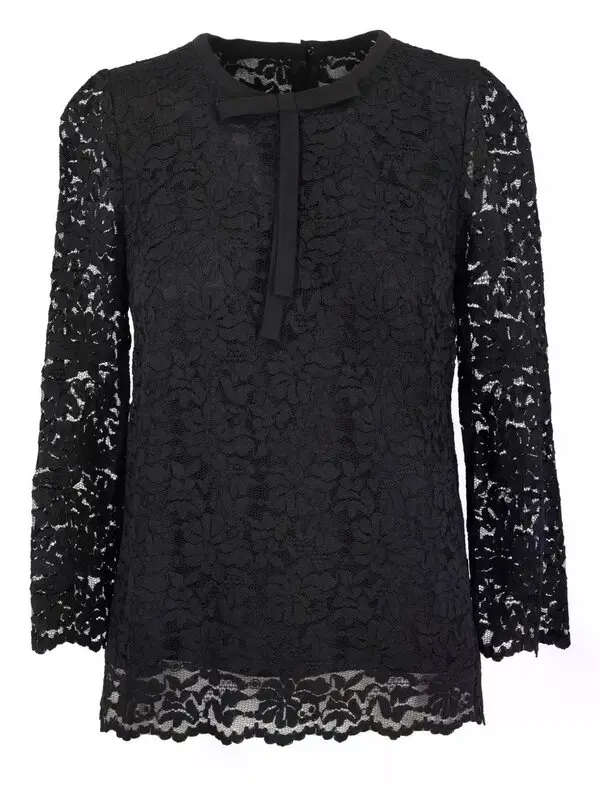 Dolce & Gabbana Lace-overlay Bow-detailed Blouse