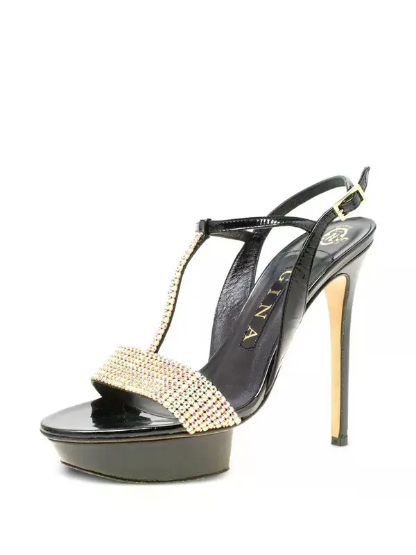 GINA 125mm Crystal-embellished T-strap Sandals