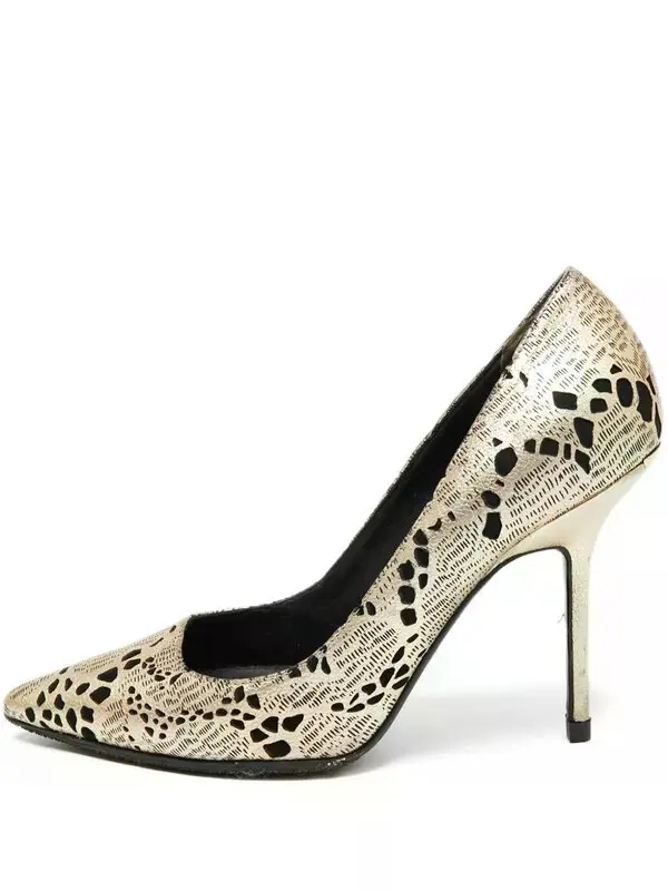 Burberry 105mm Metallic-printed Stiletto Pumps - Gold