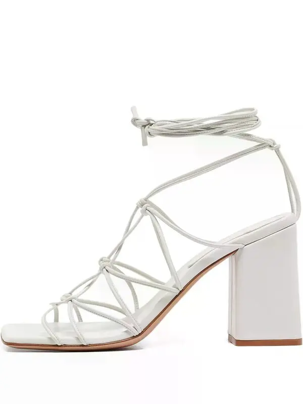 GIANVITO ROSSI 90mm Knotted Leather Sandals - White