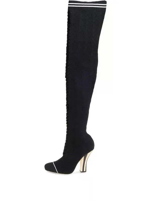 Fendi 115mm Lace-up Thigh-high Boots