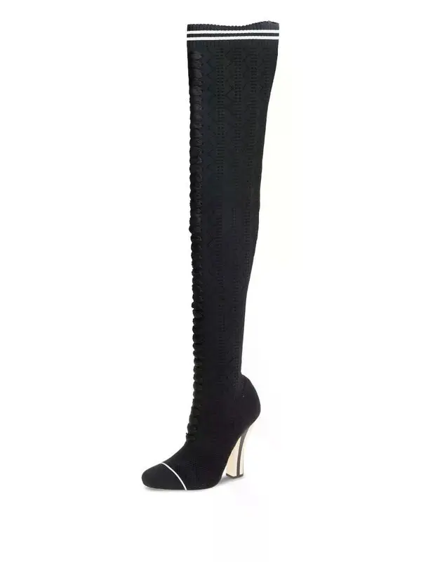 Fendi 115mm Lace-up Thigh-high Boots