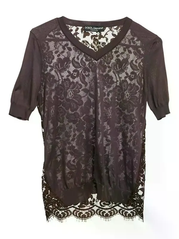 Dolce & Gabbana V-neck Top With Floral Embroidery