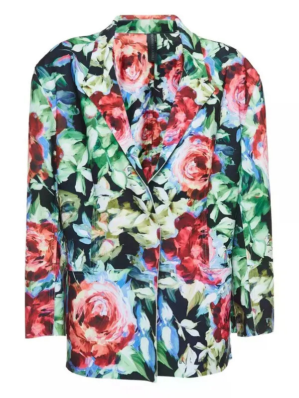 Norma Kamali Floral-print Blazer - Black