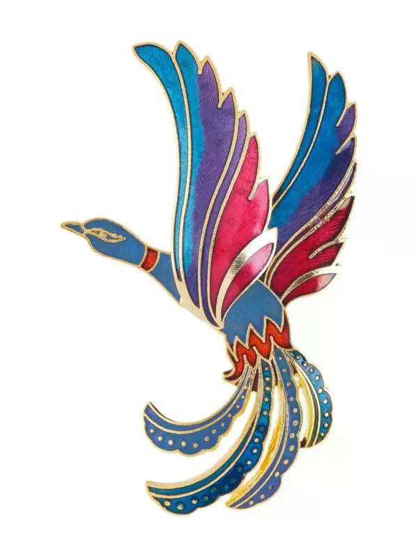 SUSAN CAPLAN 1980s Paradise Bird Brooch - Blue