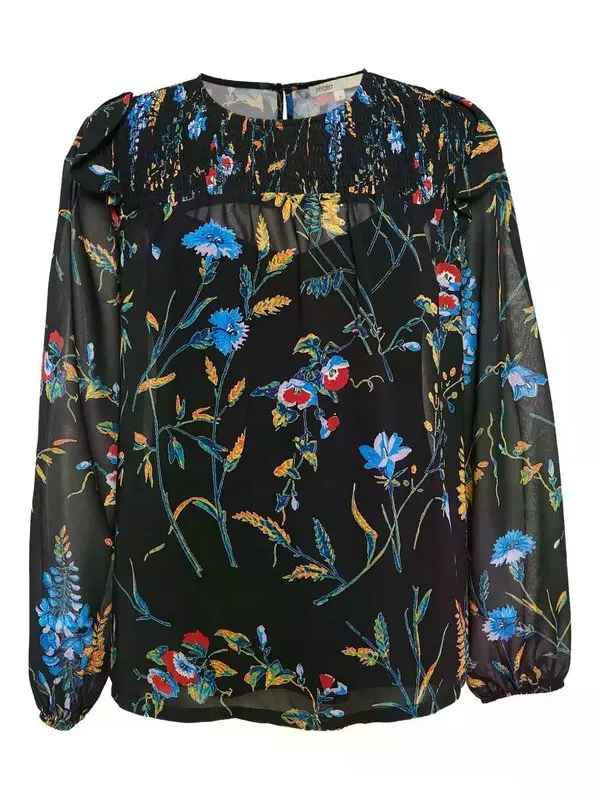 Maje Floral-print Smocked Blouse