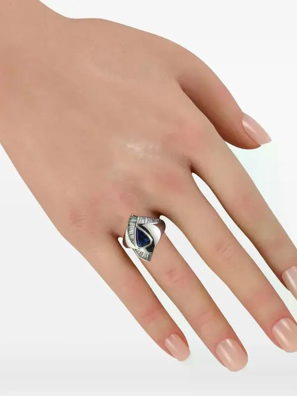 LB EXCLUSIVE Platinum Diamond And Sapphire Ring - Silver