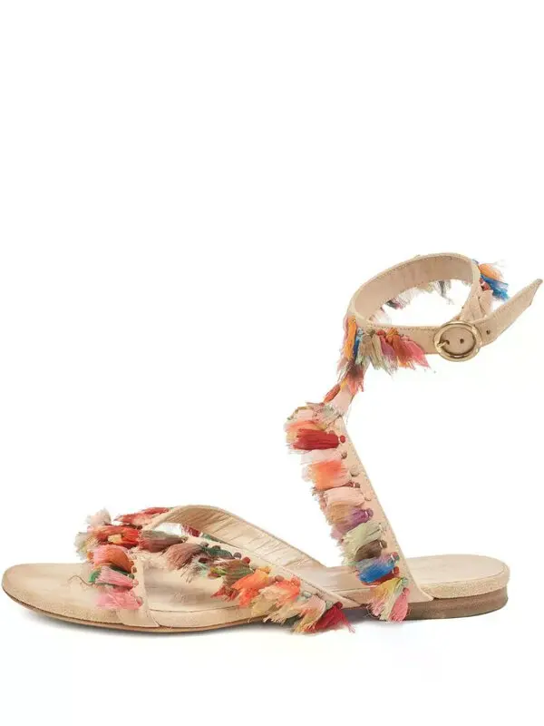 Chloé Fringed Suede Sandals - Neutrals
