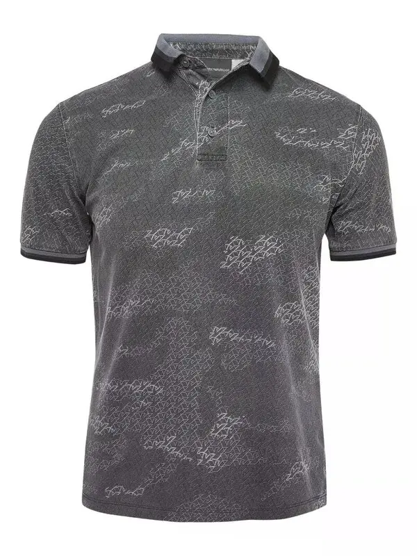Emporio Armani Monogram-print Polo Shirt - Grey