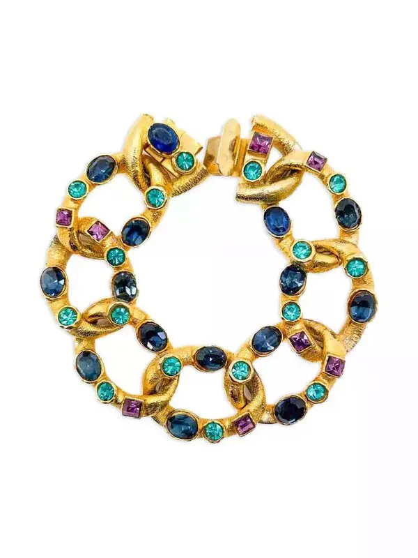 JENNIFER GIBSON JEWELLERY 1960s Crystal-embellished Curb Bracelet - Gold