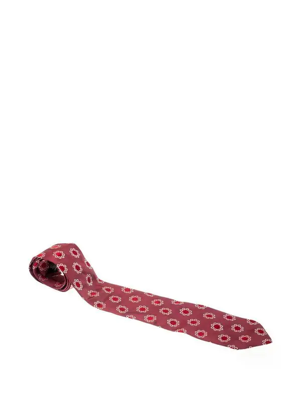 BOSS Floral-embroidered Silk Tie - Red