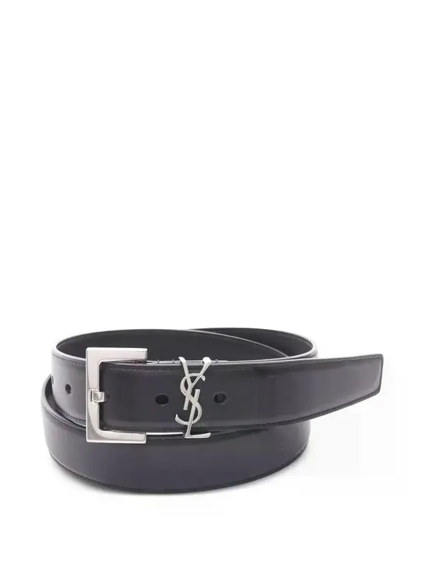 Saint Laurent 2020s Cassandre Logo Buckle Belt - Black