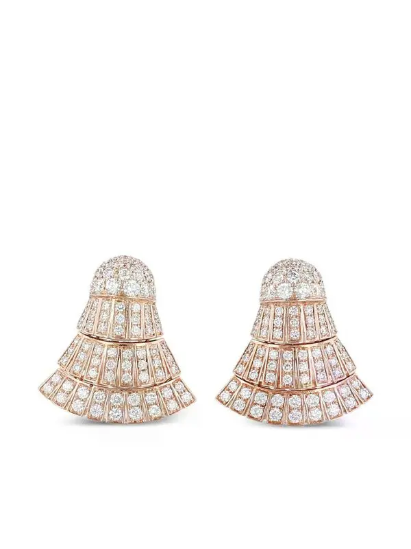 De Grisogono 18k Rose Ventaglio Diamond Earrings - Gold