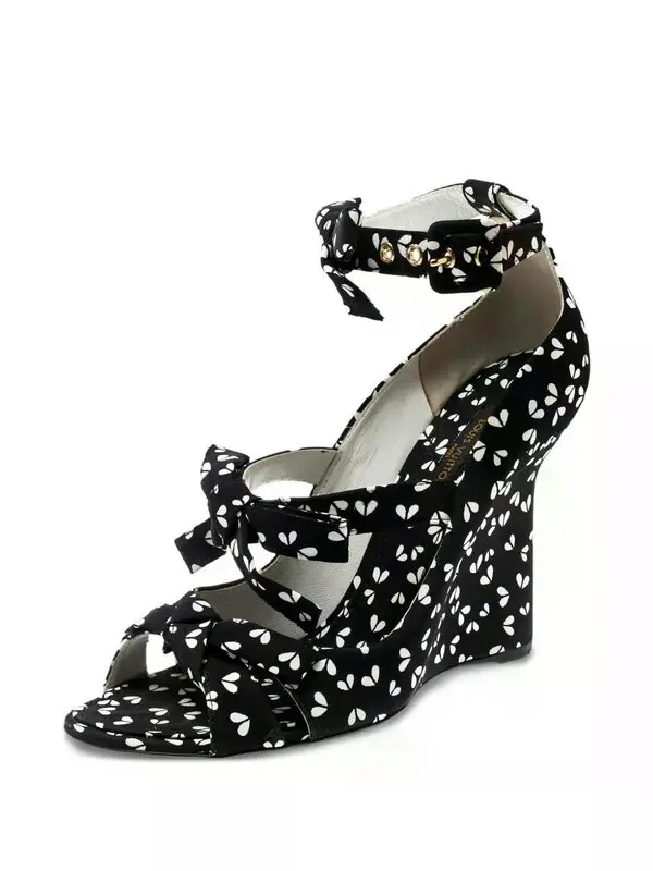 LOUIS VUITTON 110mm Bow-embellished Wedge Sandals - Black