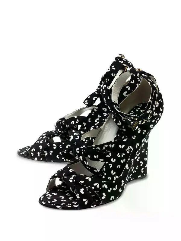 LOUIS VUITTON 110mm Bow-embellished Wedge Sandals - Black