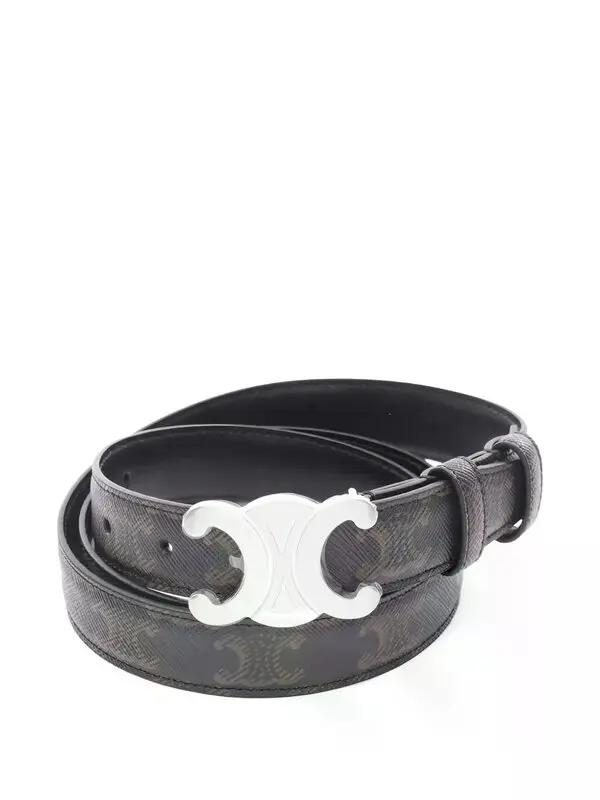 Celine Medium Triomphe Leather Belt - Black