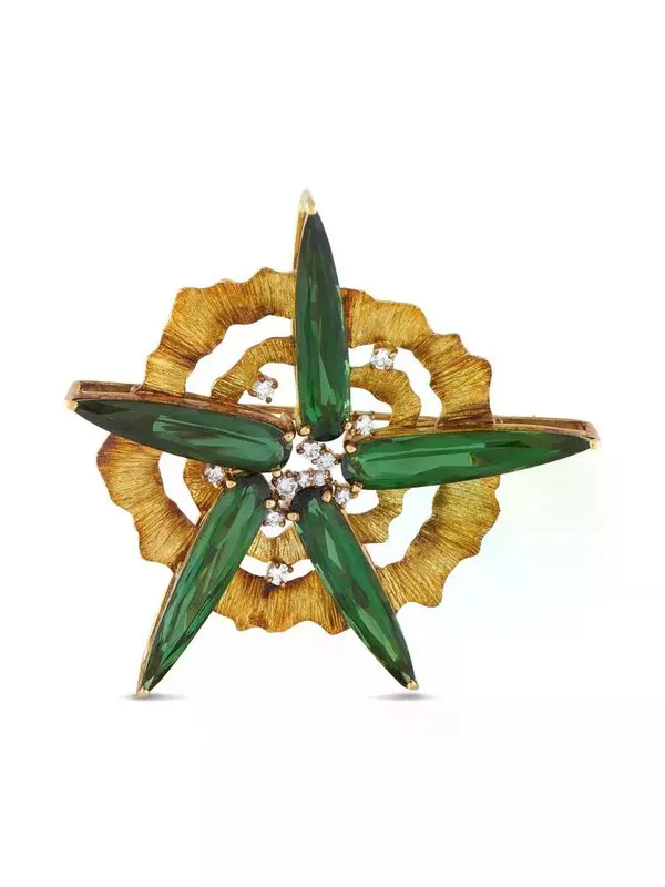 LB EXCLUSIVE 18k Yellow Diamond And Tourmaline Brooch - Gold