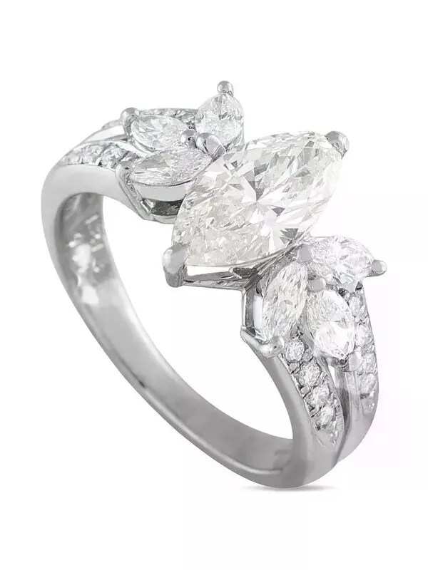 LB EXCLUSIVE Platinum Marquise-cut Diamond Ring - Silver