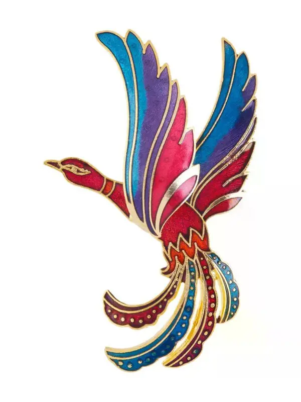 SUSAN CAPLAN 1980s Paradise Bird Brooch - Red
