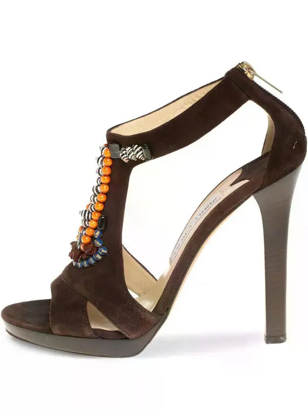JIMMY CHOO 120mm Beaded T-strap High-heel Sandals