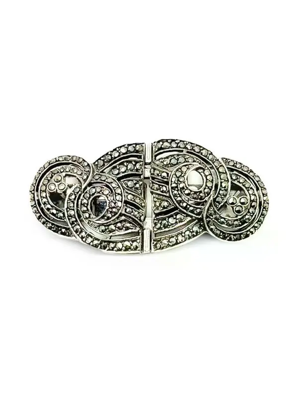 JENNIFER GIBSON JEWELLERY 1930s Art Deco Marcasite Dress Clip - Silver