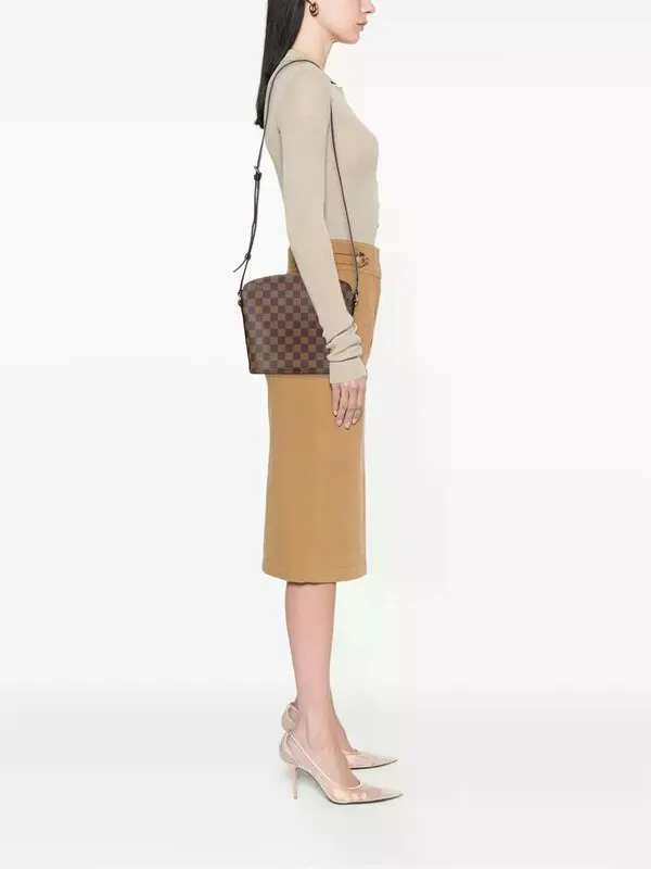 LOUIS VUITTON 2006 Damier Ebene Drouot Crossbody Bag