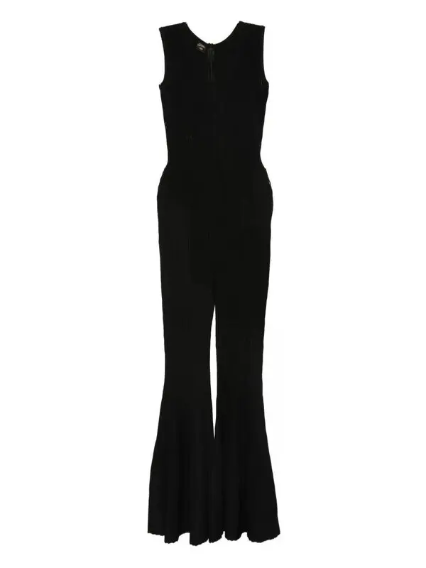 Jean Paul Gaultier 2000s Ribbed Flare Jumpsuit - Black