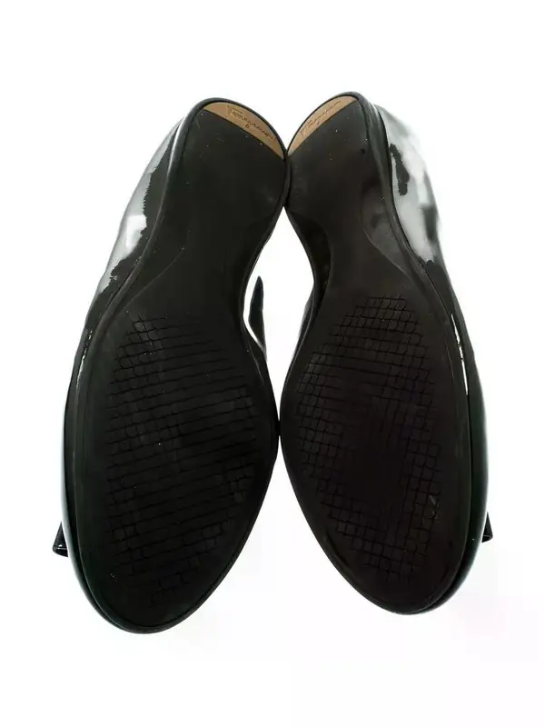 FERRAGAMO 2023 Patent Leather Bow Ballet Flats - Black