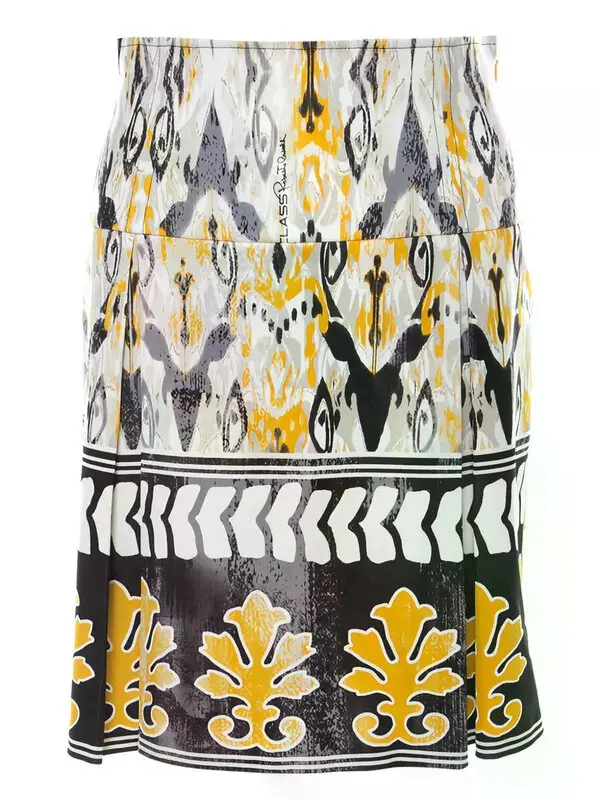 Roberto Cavalli Ikat-print Pleated Skirt - White