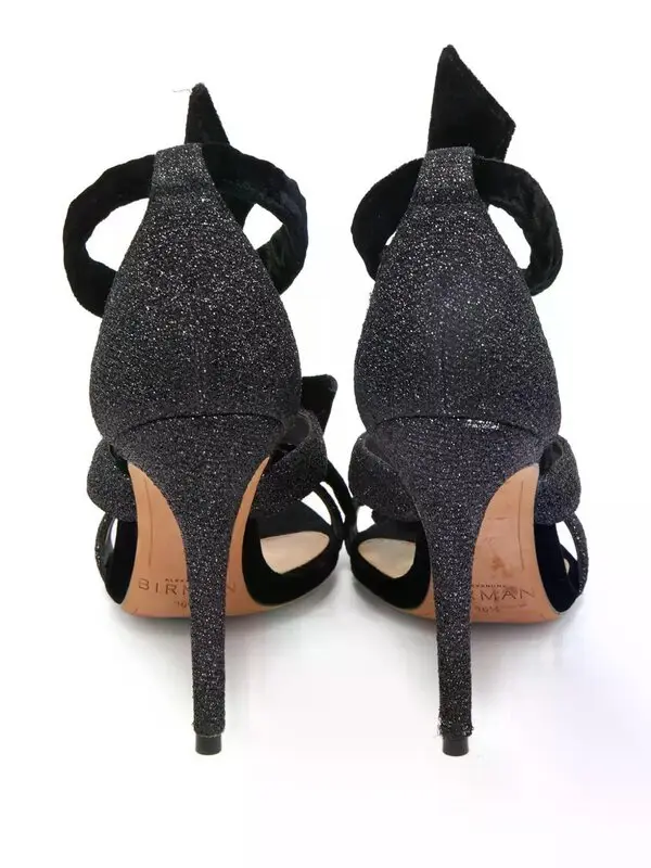 ALEXANDRE BIRMAN 110mm Velvet Bow-detail Glitter Sandals - Black