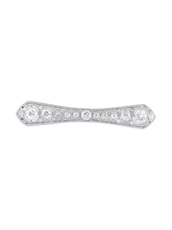 LB EXCLUSIVE 14k White Gold Art Deco Diamond Brooch - Silver