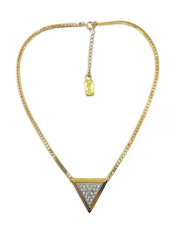Saint Laurent 1980s Geo-style Rhinestone Necklace - Gold