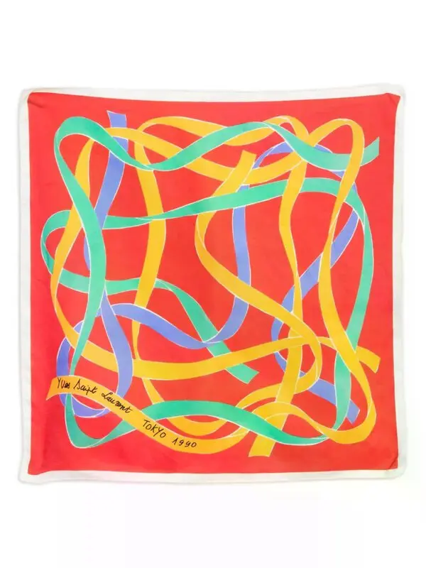 Saint Laurent 1990s Silk Scarf - Red