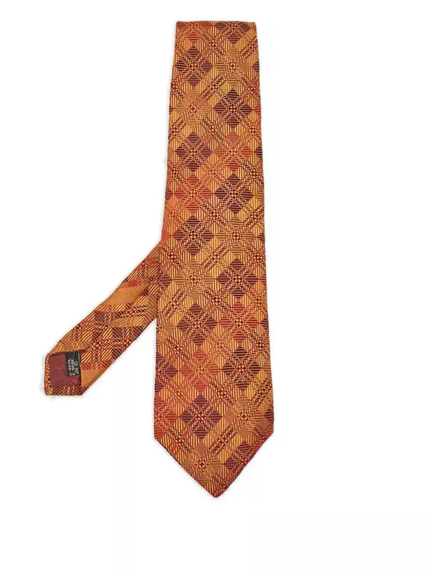 FERRAGAMO Patterned Jacquard Silk Tie - Brown