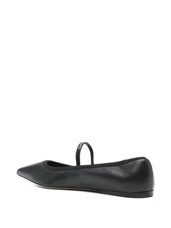 FERRAGAMO Pointed Leather Ballerina Shoes - Black