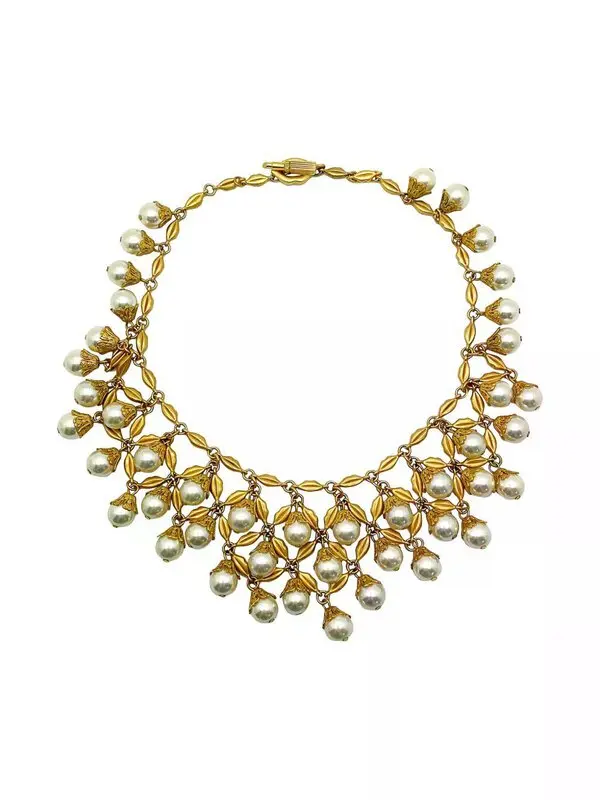 JENNIFER GIBSON JEWELLERY 2000s Lulu Guinness Pearl-cascade Necklace - Gold