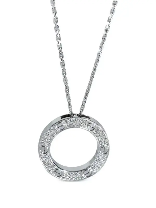 CARTIER 18k Gold Diamond Circle Necklace - White