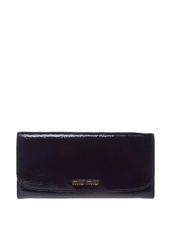 Miu Miu Patent-leather Flap Wallet - Purple