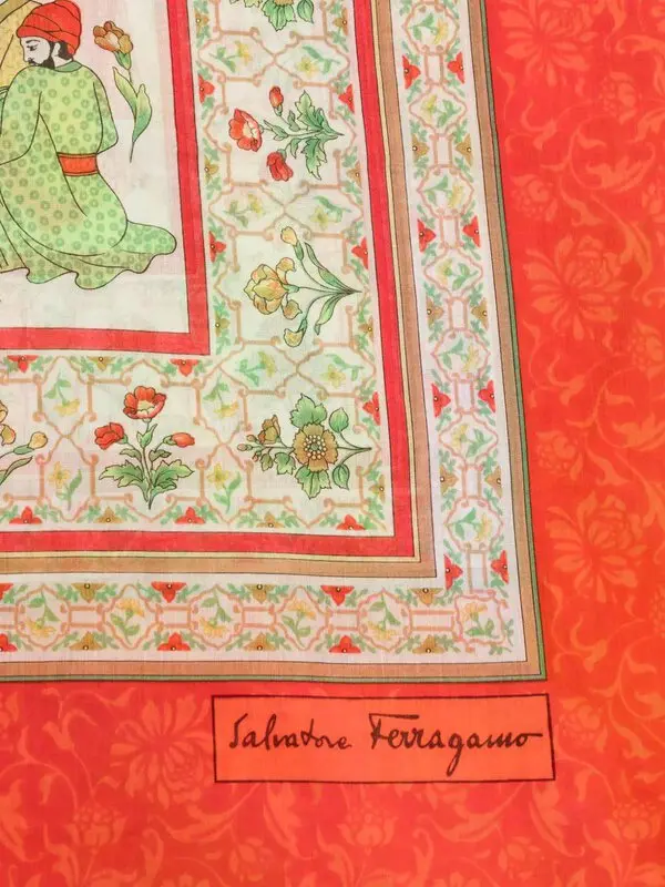 FERRAGAMO 1990s Illustration-print Scarf