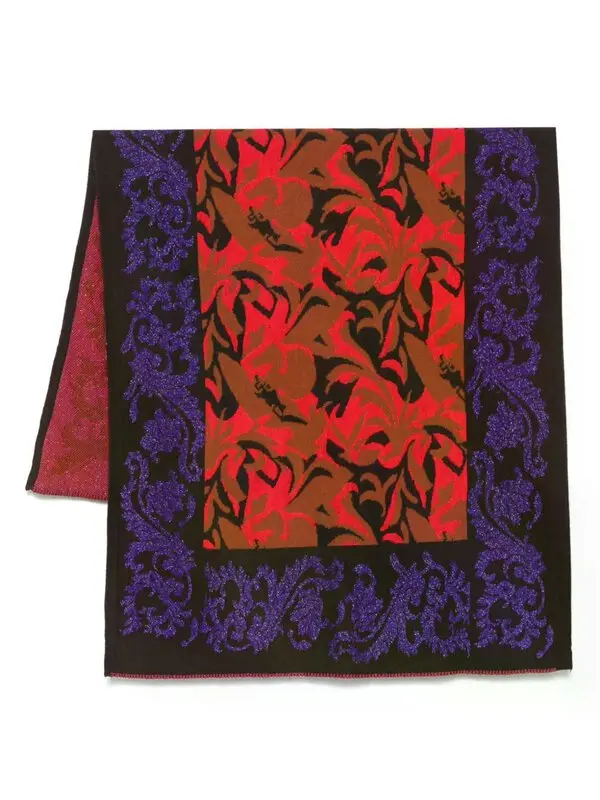 Versace 2000s Jacquard Scarf - Brown